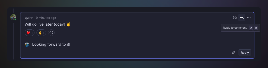 Comments and reactions - Linear Docs