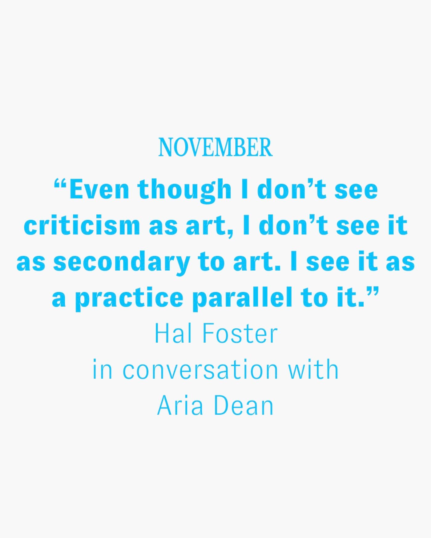 November: Hal Foster
