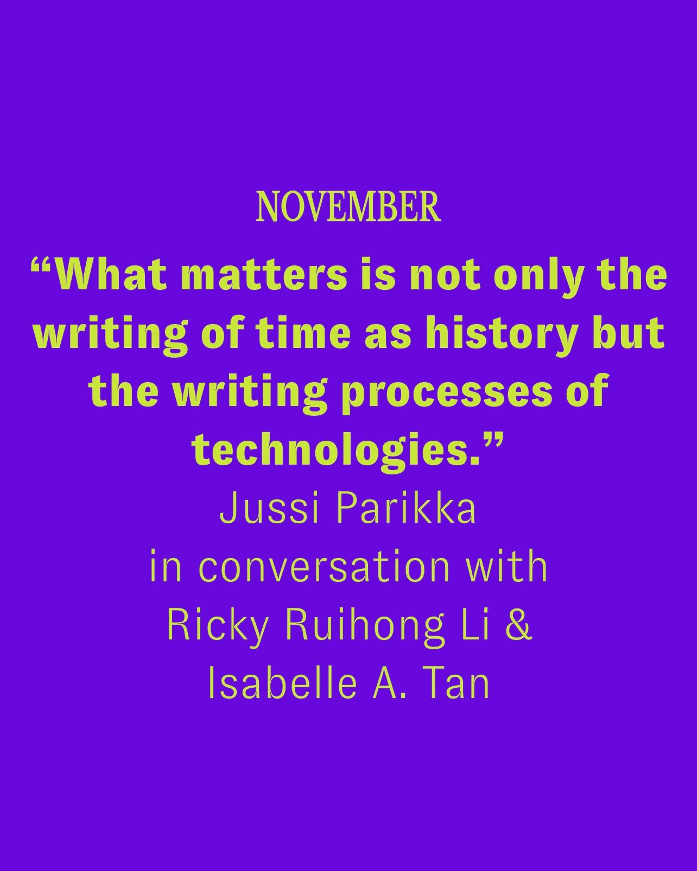 November: Jussi Parikka