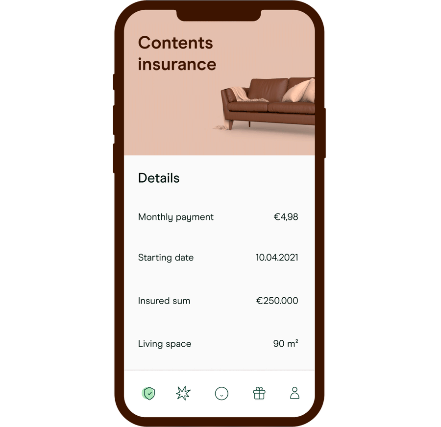 Getsafe contents insurance | From €2.58 per month | All in one app