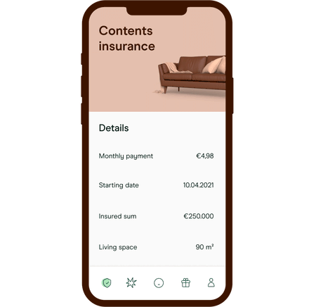 Getsafe contents insurance | From €2.58 per month | All in one app