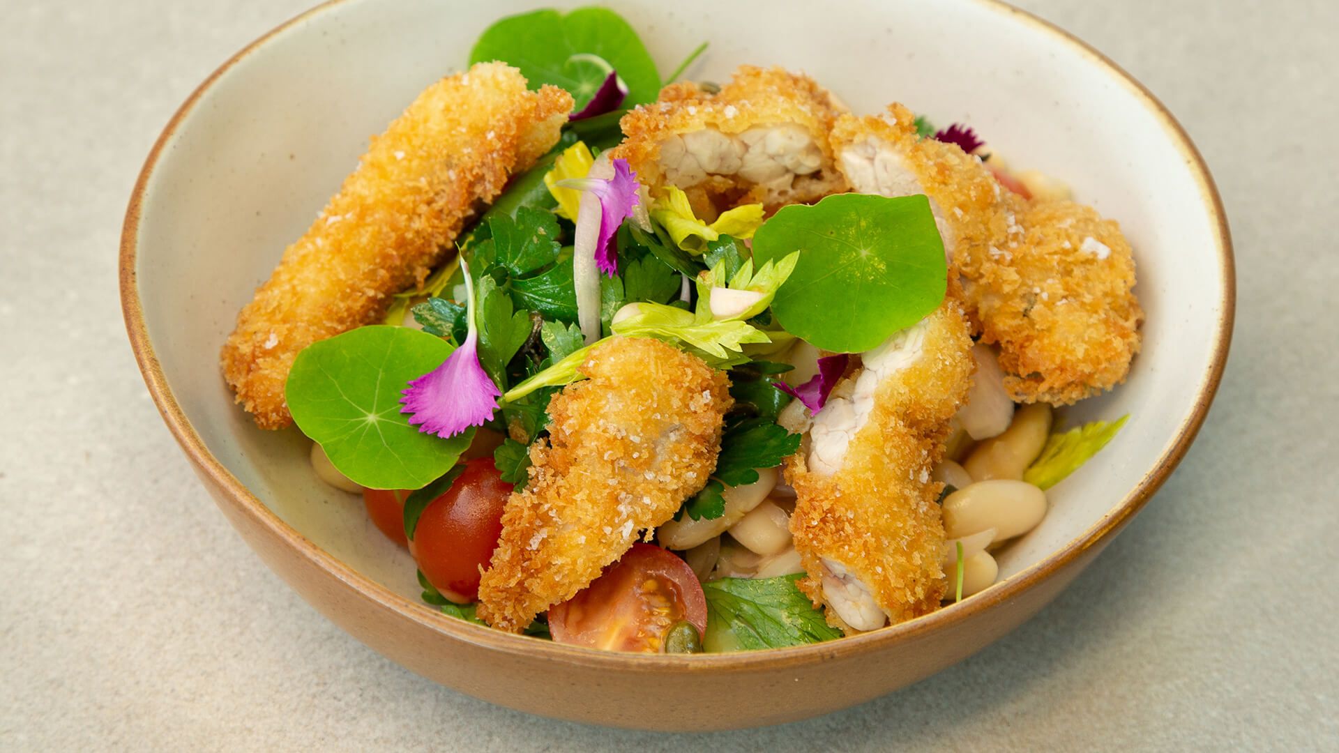 Crumbed sweetbreads and cannellini bean salad Recipe | Beef + Lamb New ...