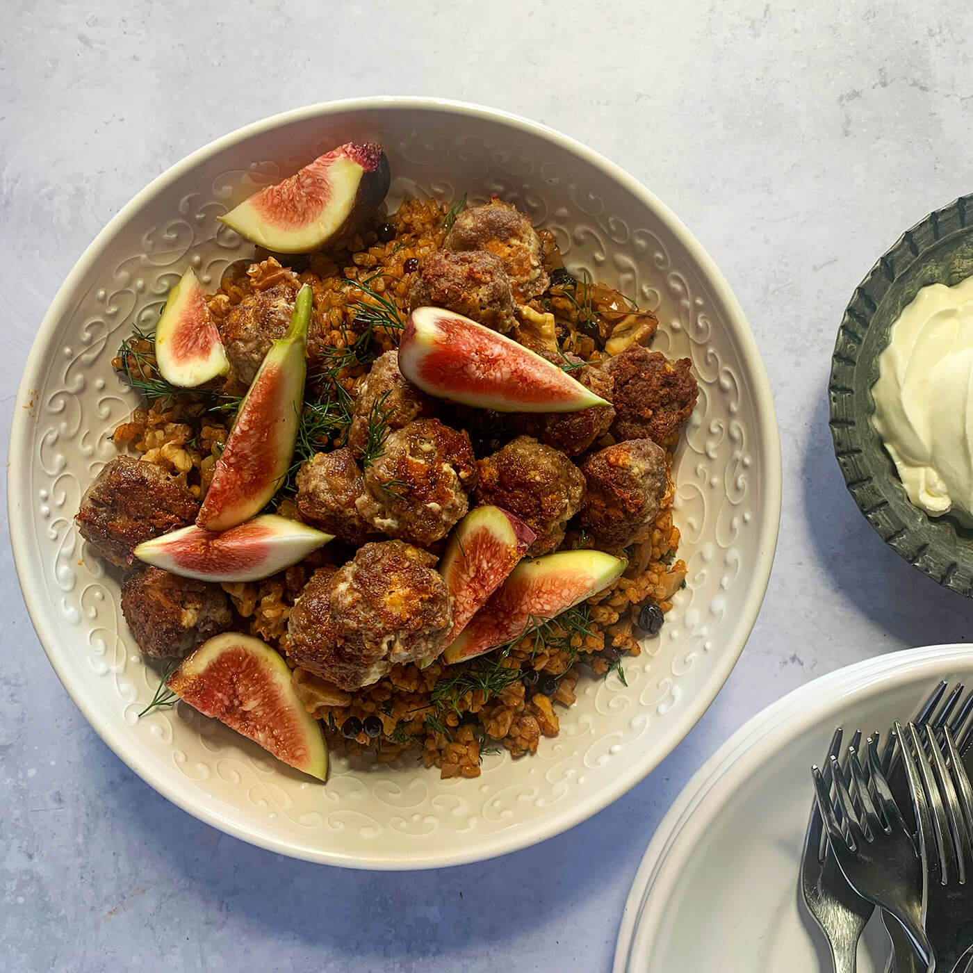 Lamb and feta meatballs with burghul pilaf Recipe | Beef + Lamb New Zealand