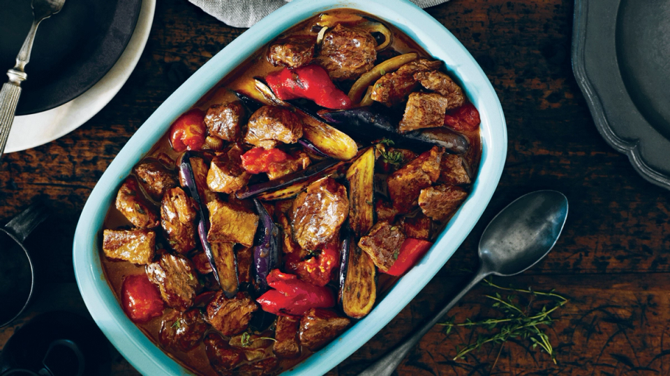 One-Pot Beef Casserole with Roasted Eggplant, Tomato and Capsicum ...
