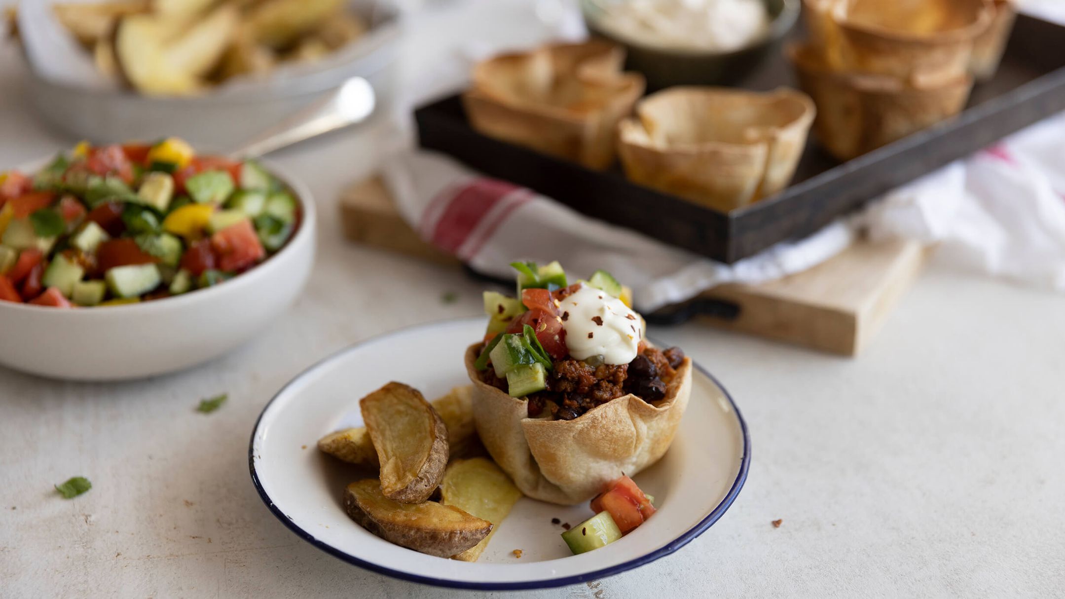 Mexi Mince Tortilla Cups with Chunky Salsa Recipe | Beef + Lamb New Zealand