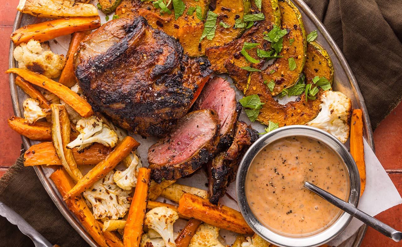 Persian spiced lamb leg with roasted vegetables Recipe | Beef + Lamb ...