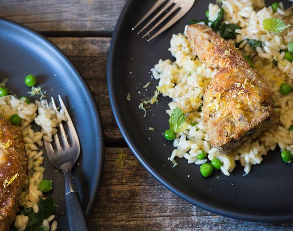 Lamb chops with spinach and pea risotto Recipe | Beef + Lamb New Zealand