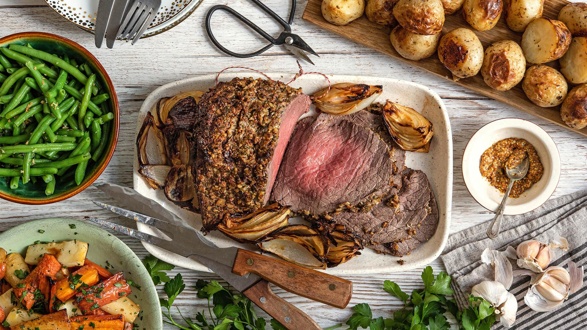 Mustard and garlic crust roast beef Recipe | Beef + Lamb New Zealand
