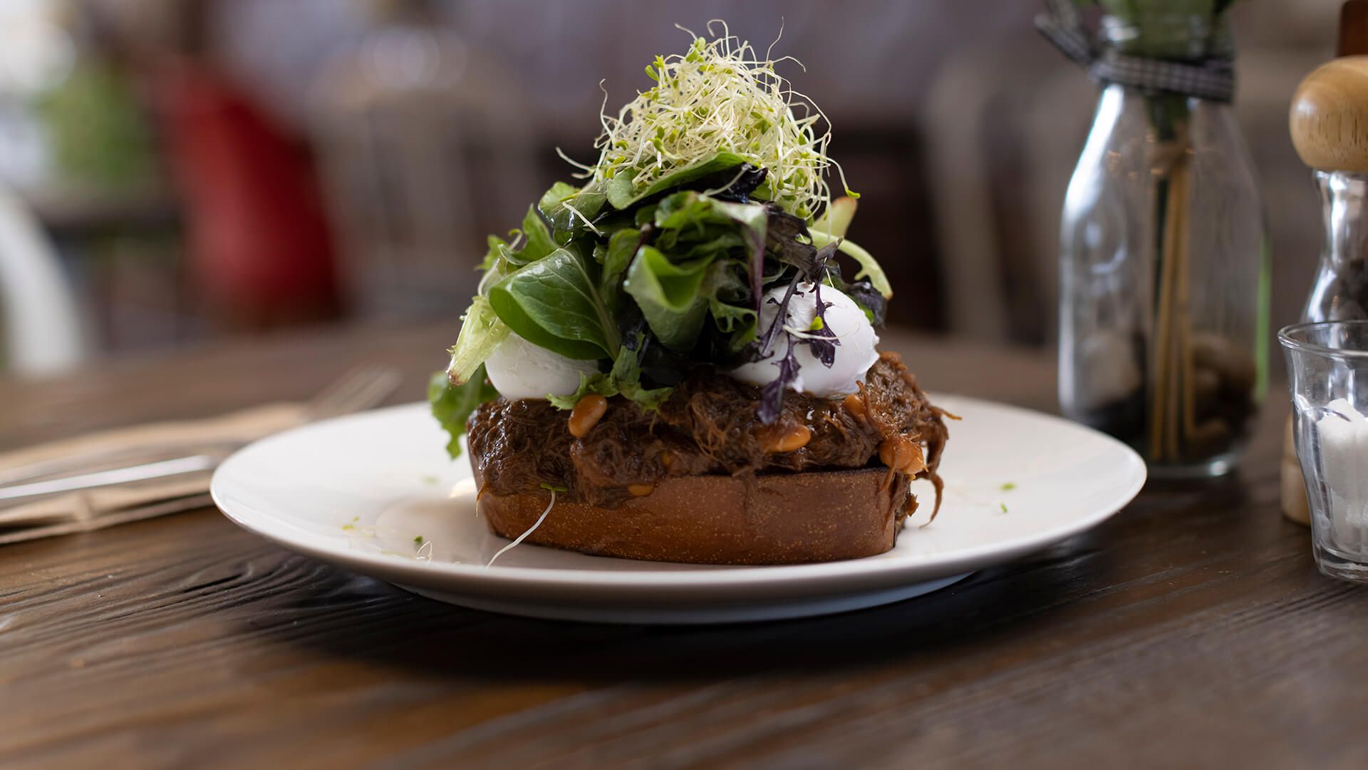 Slow cooked beef cheeks on toast with poached eggs Recipe | Beef + Lamb ...