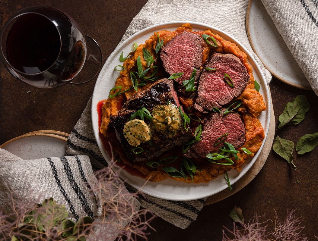 Whole Eye Fillet with Pumpkin Miso Mash Recipe | Beef + Lamb New Zealand