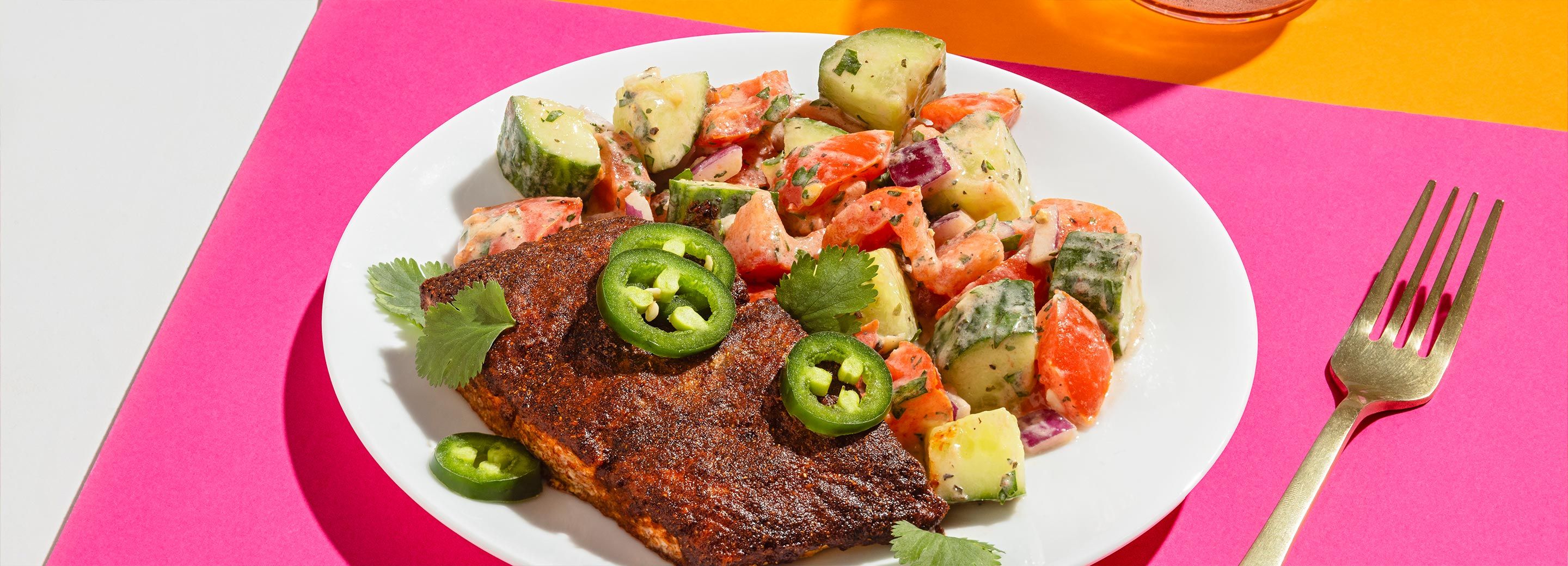 Spiced Halibut with Mediterranean-Style Salad | Schnucks