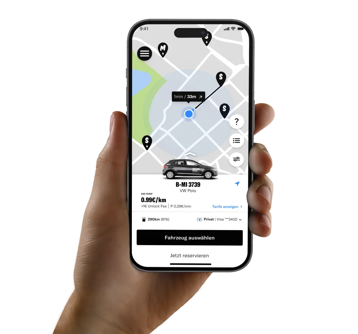 Frankfurt am Main – Miete Fahrzeuge ab 0,79€/km | MILES Mobility