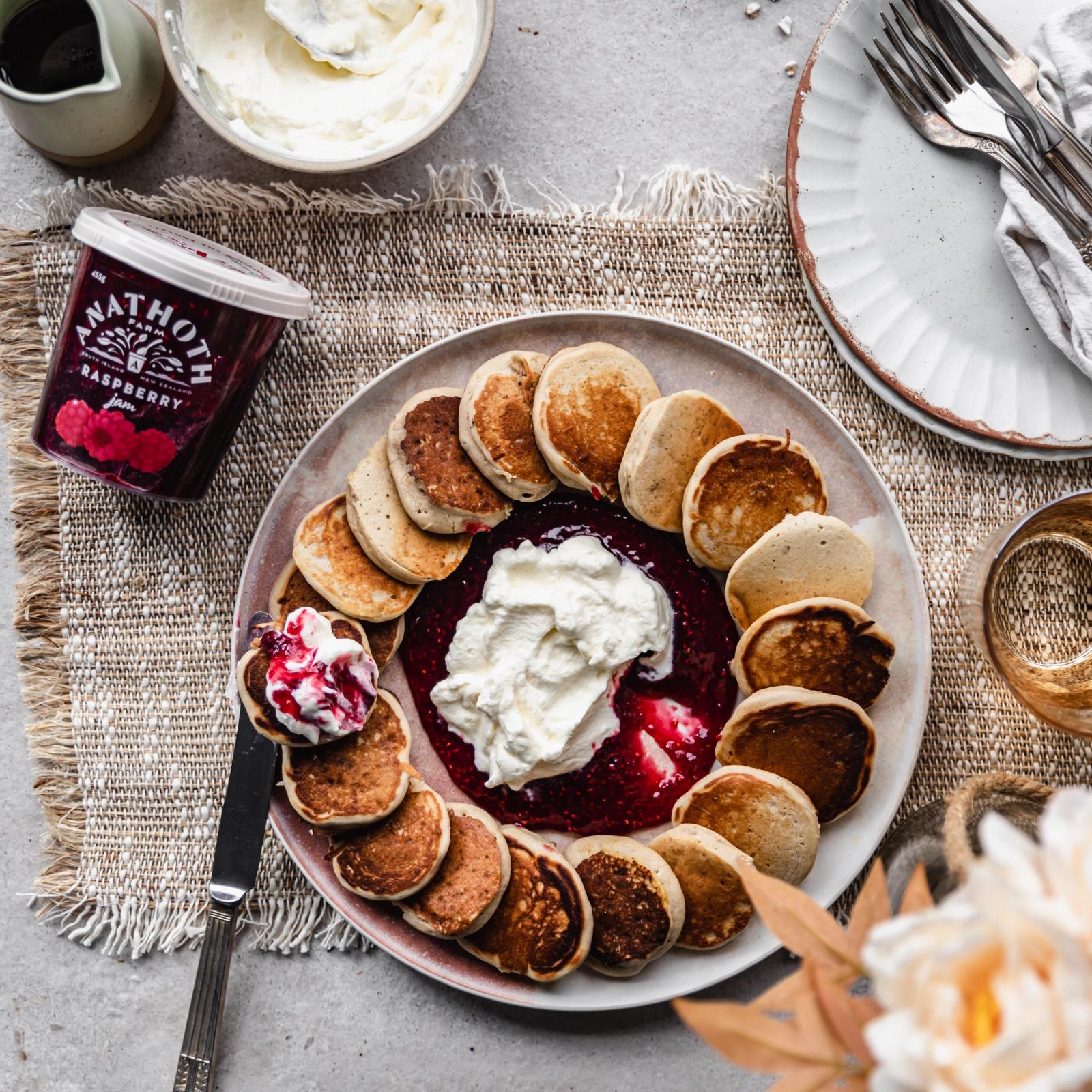 Recipe | Wholefood Pikelets with Raspberry Jam | Anathoth Farm