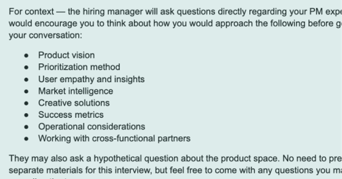 PM interview questions by Ashley Nader