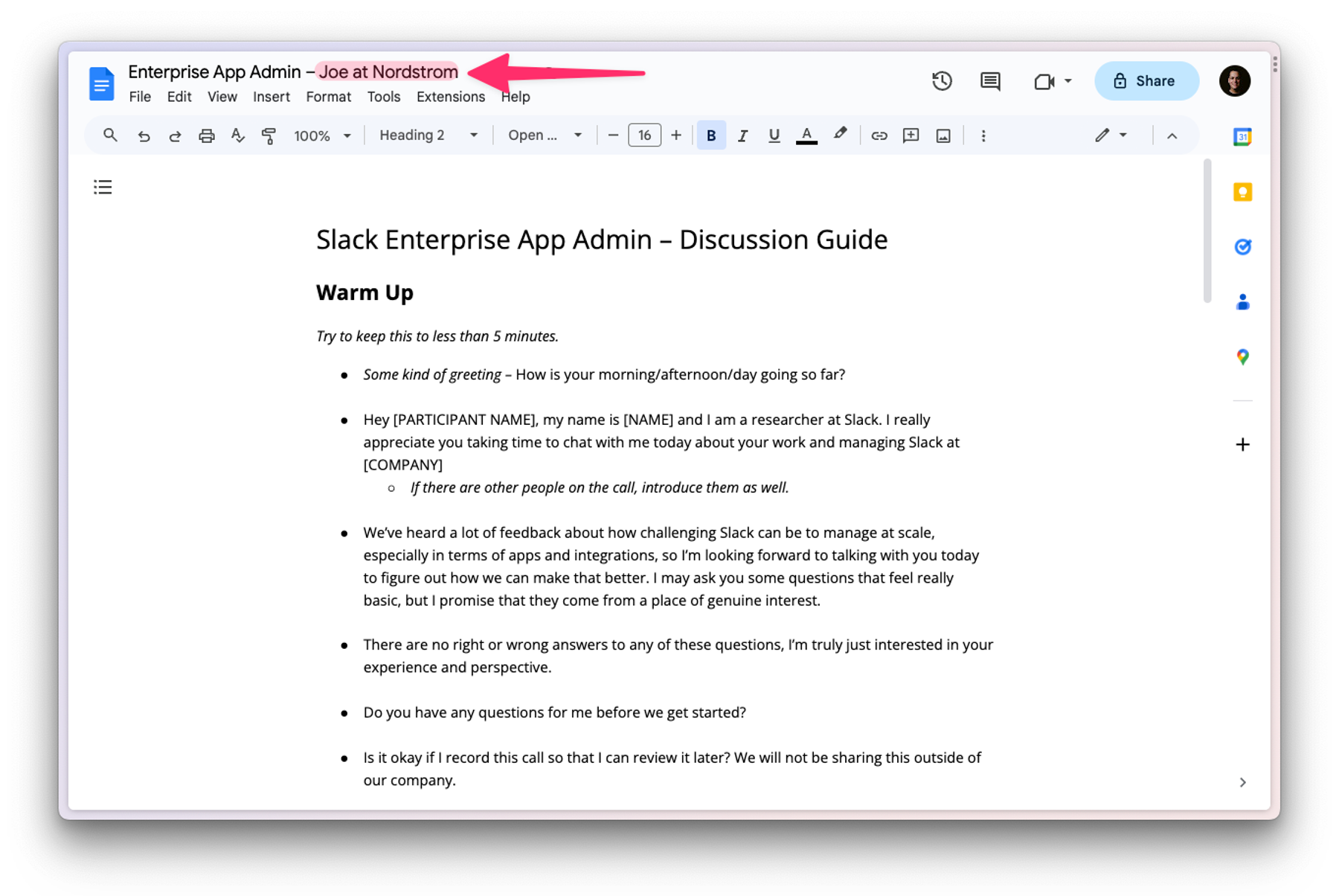 Create a conversation guide