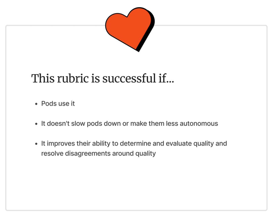 Product quality rubric at Reforge
