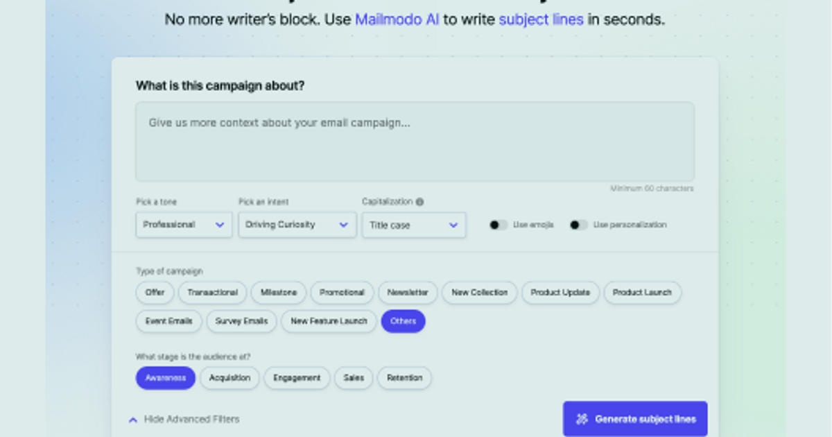 AI Subject Line Generator by Mailmodo