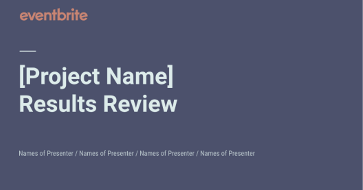 Results review presentation template from Eventbrite
