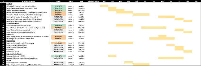 Program roadmap template at Amazon