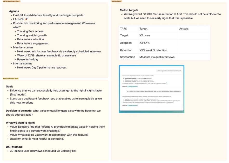AI product beta launch plan at Reforge