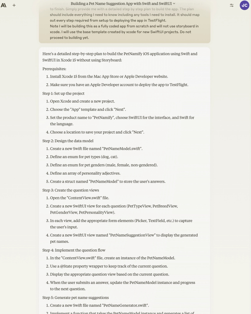 Example prompts for building coded prototypes with LLM Chatbots
