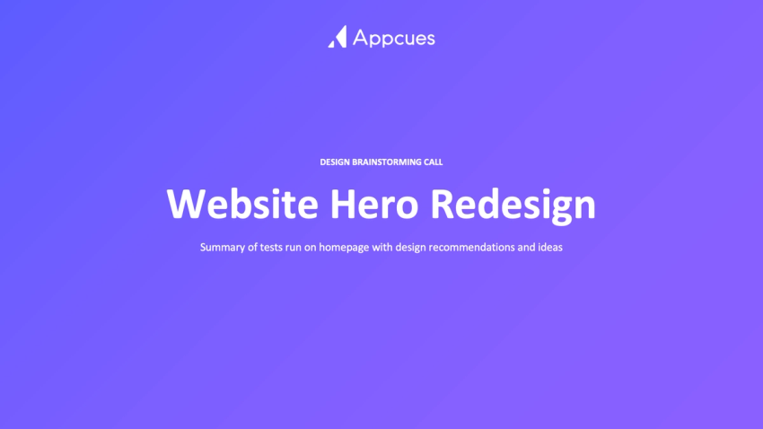 Homepage Conversion Rate Experiments Review Meeting at Appcues