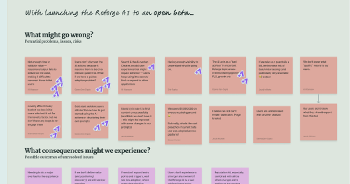 Pre-mortem for launching AI feature at Reforge