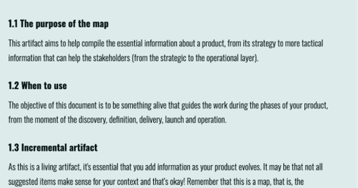 Strategic product map template