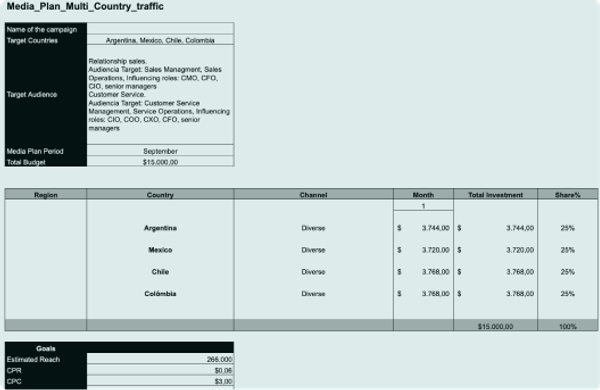 Media plan template at inDrive