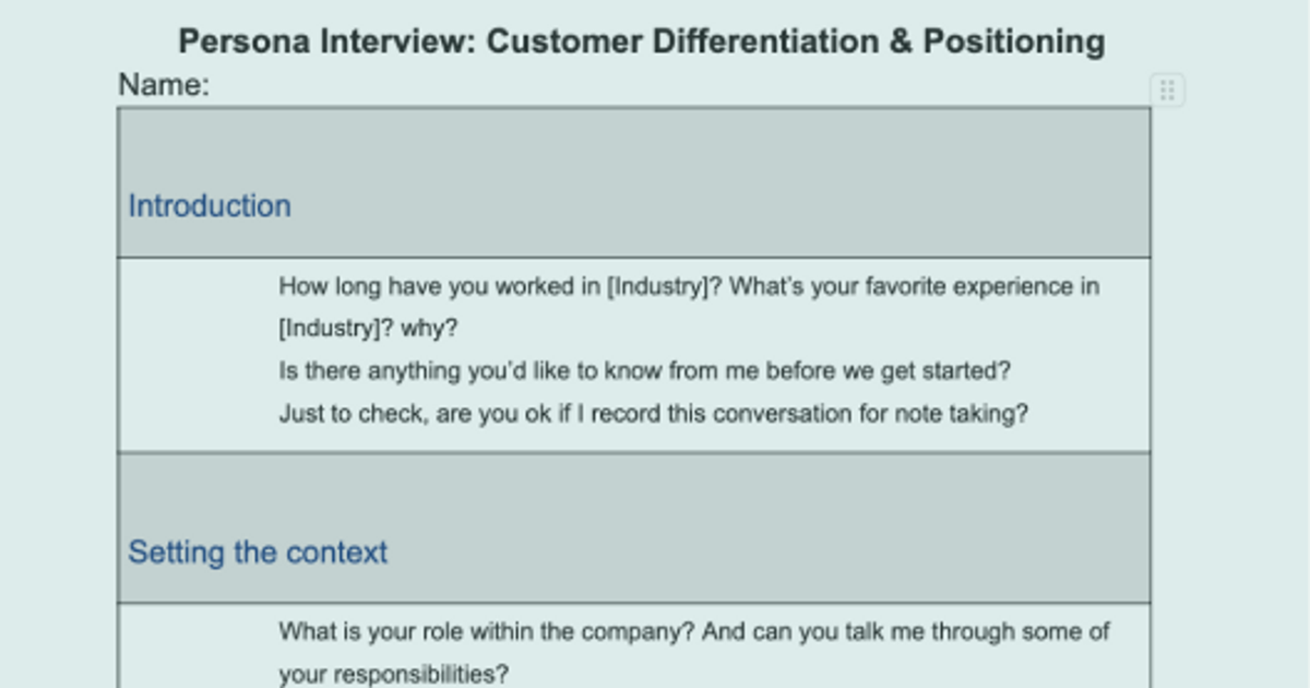 Persona Interview for Differentiation and Positioning from Div Manickam