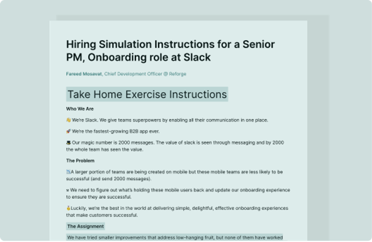 Take-Home Exercise Submission at Slack