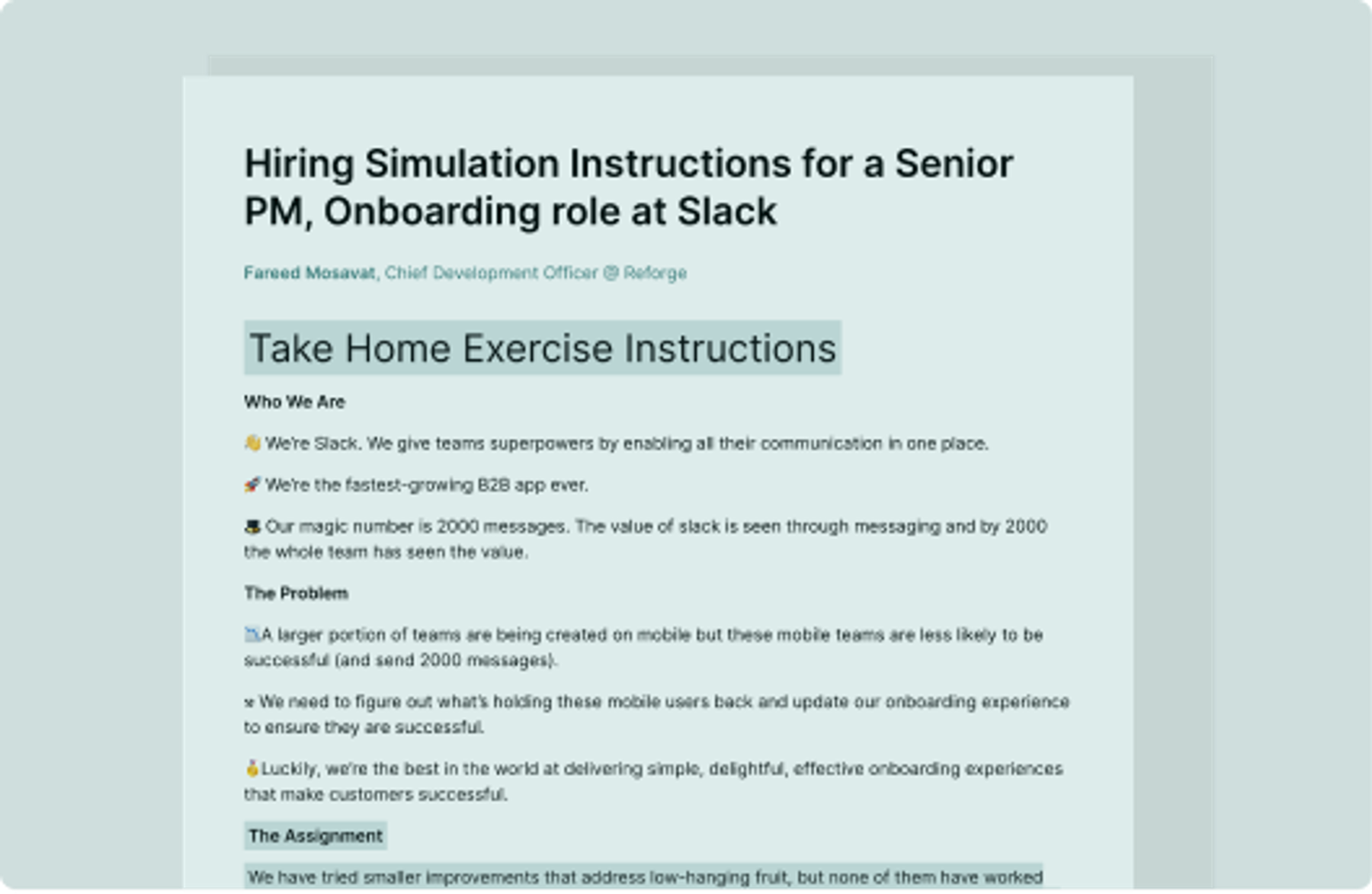 Take-Home Exercise Submission at Slack