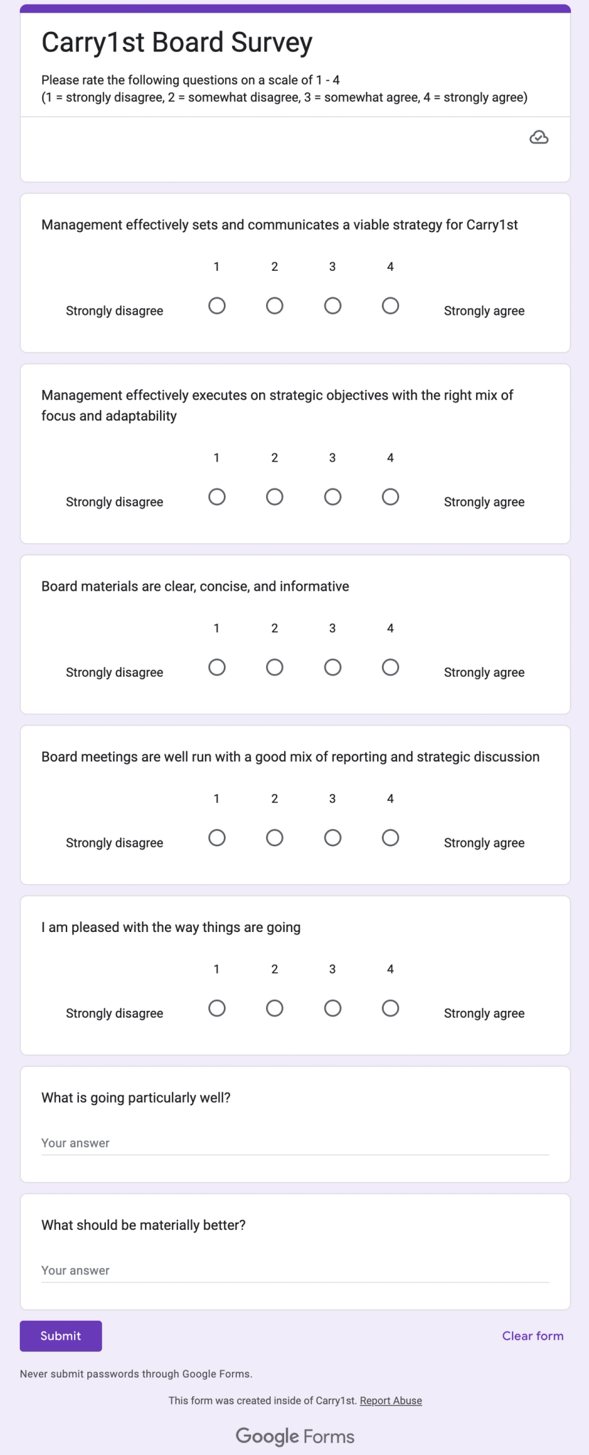 Board Survey at Carry1st