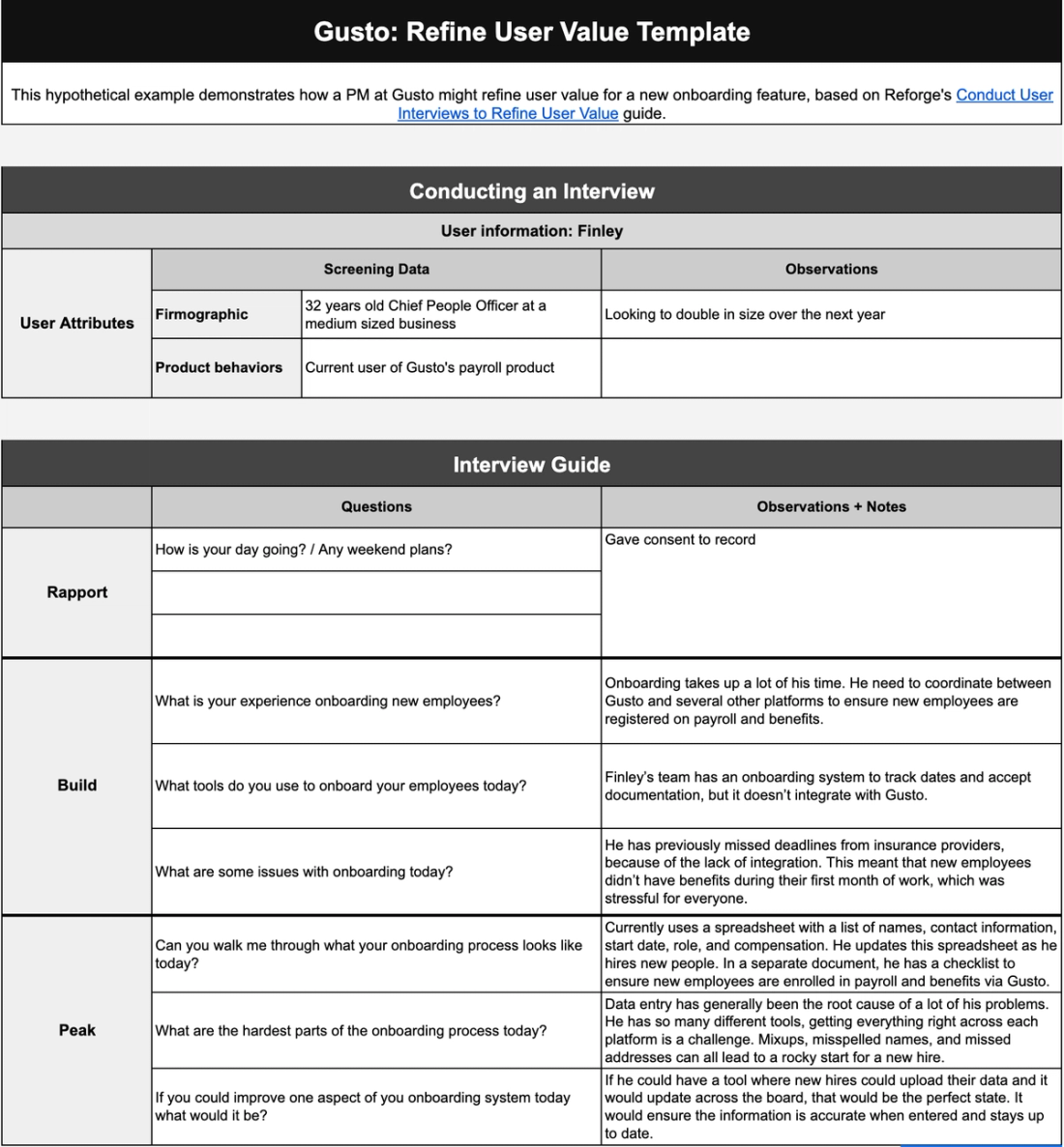 Refine user value template: Gusto example