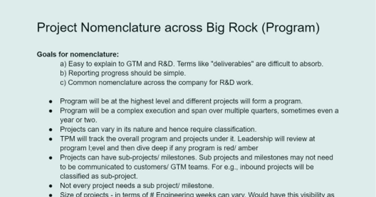 Managing Big Bets with Common Project Nomenclature at Mindtickle