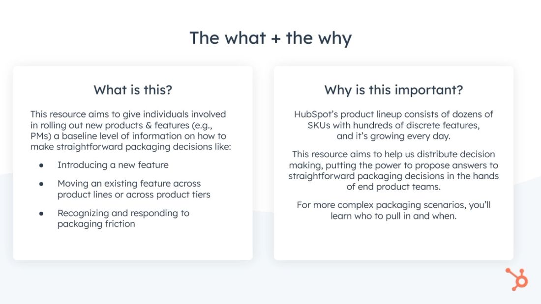 Sales Hub Packaging Decision Making at HubSpot