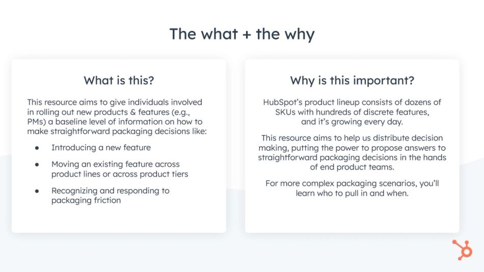 Sales Hub Packaging Decision Making at HubSpot