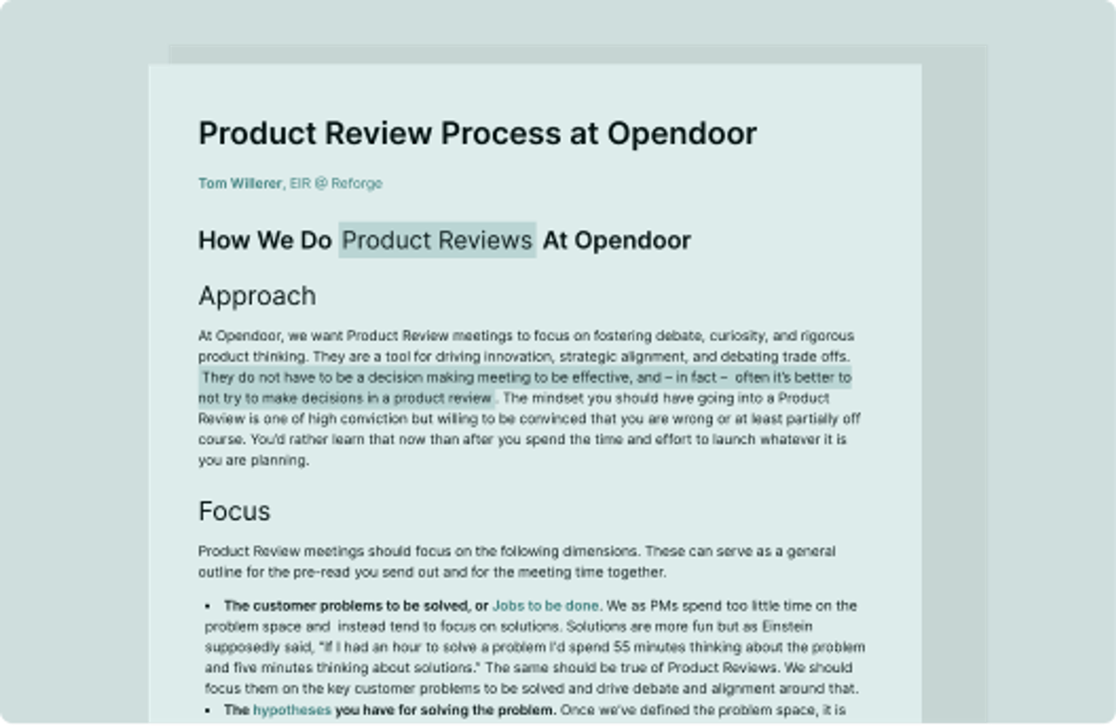 Product Review Templates and Examples - Reforge