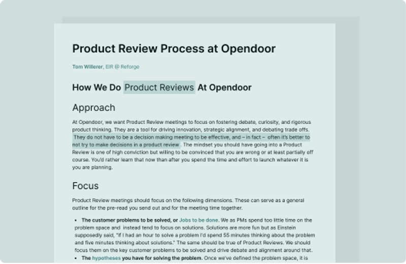 Product Review Templates and Examples - Reforge
