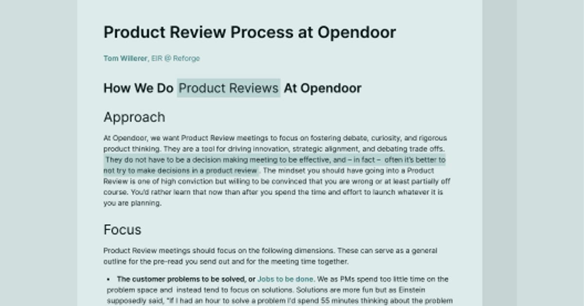 Product review process at Opendoor