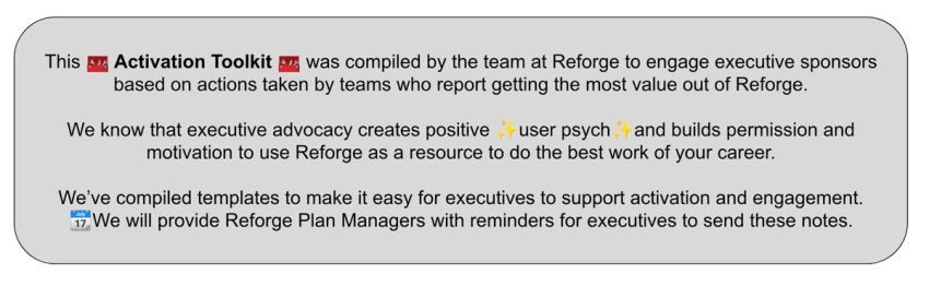 Executive Sponsor Toolkit to Support Activation at Reforge
