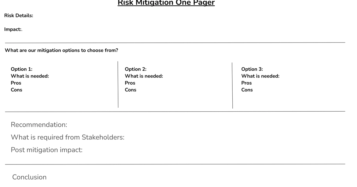 Risk Mitigation One Pager Using the 3+ Principle at Mindtickle