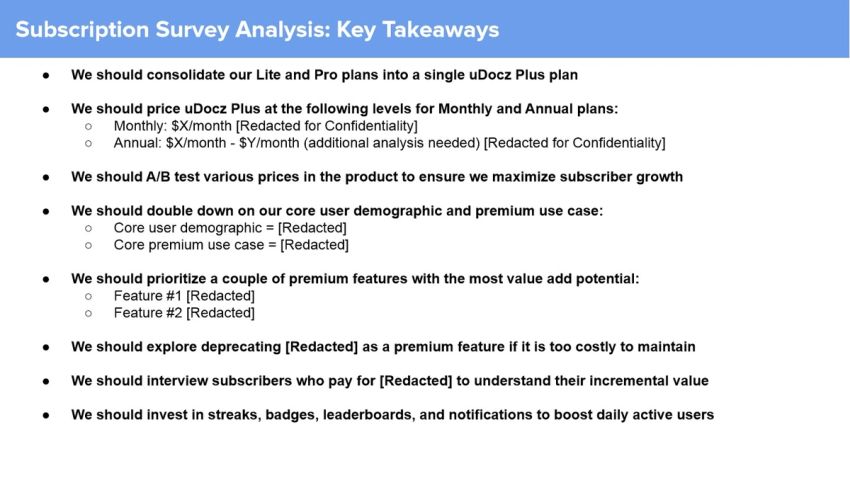 Subscription survey analysis at uDocz