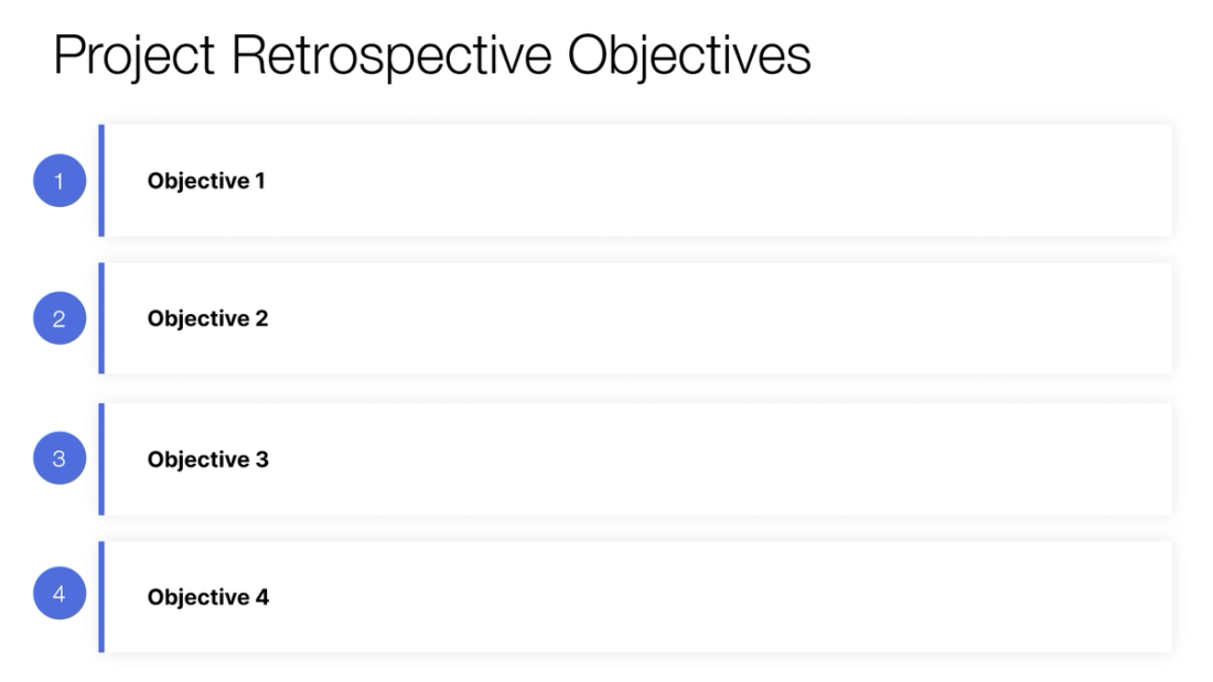 Project retrospective meeting template from Reforge