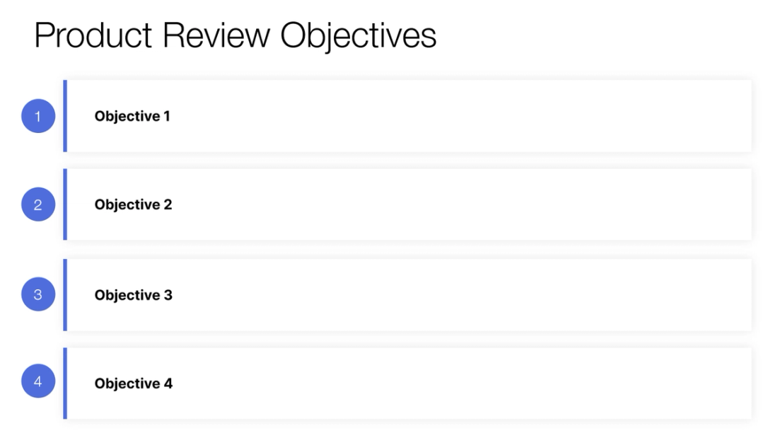 Product review template from Reforge
