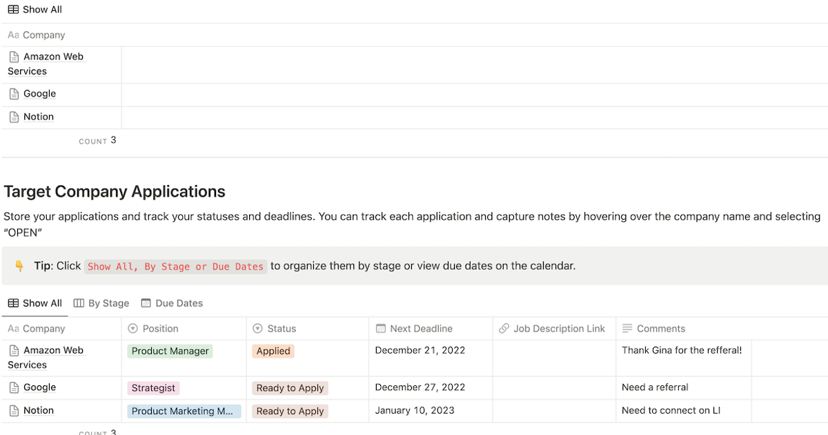 Organizational job search template by Joel Polanco
