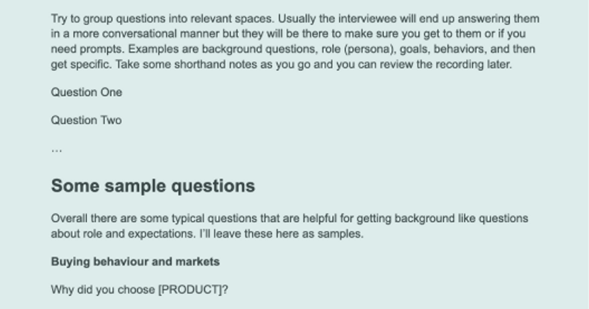 User Journey Interview Template from Amber Rucker