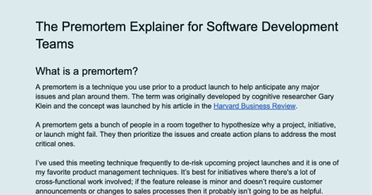 How to Run a Premortem for Product Launches from Avenir Design