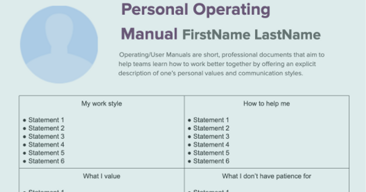 Personal Operating Manual from Future Forum