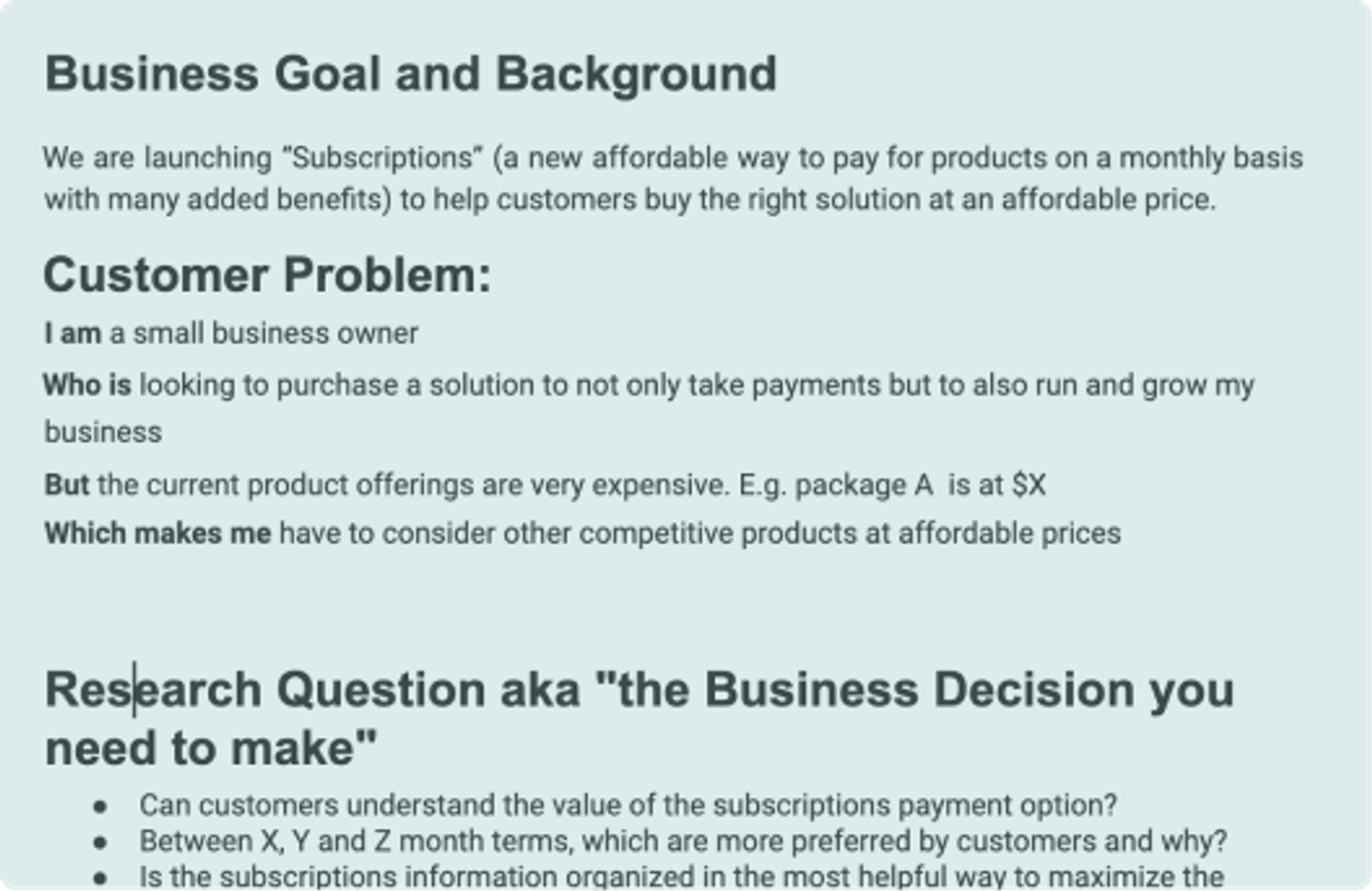 Product Problem Definition Brief Template at Clover